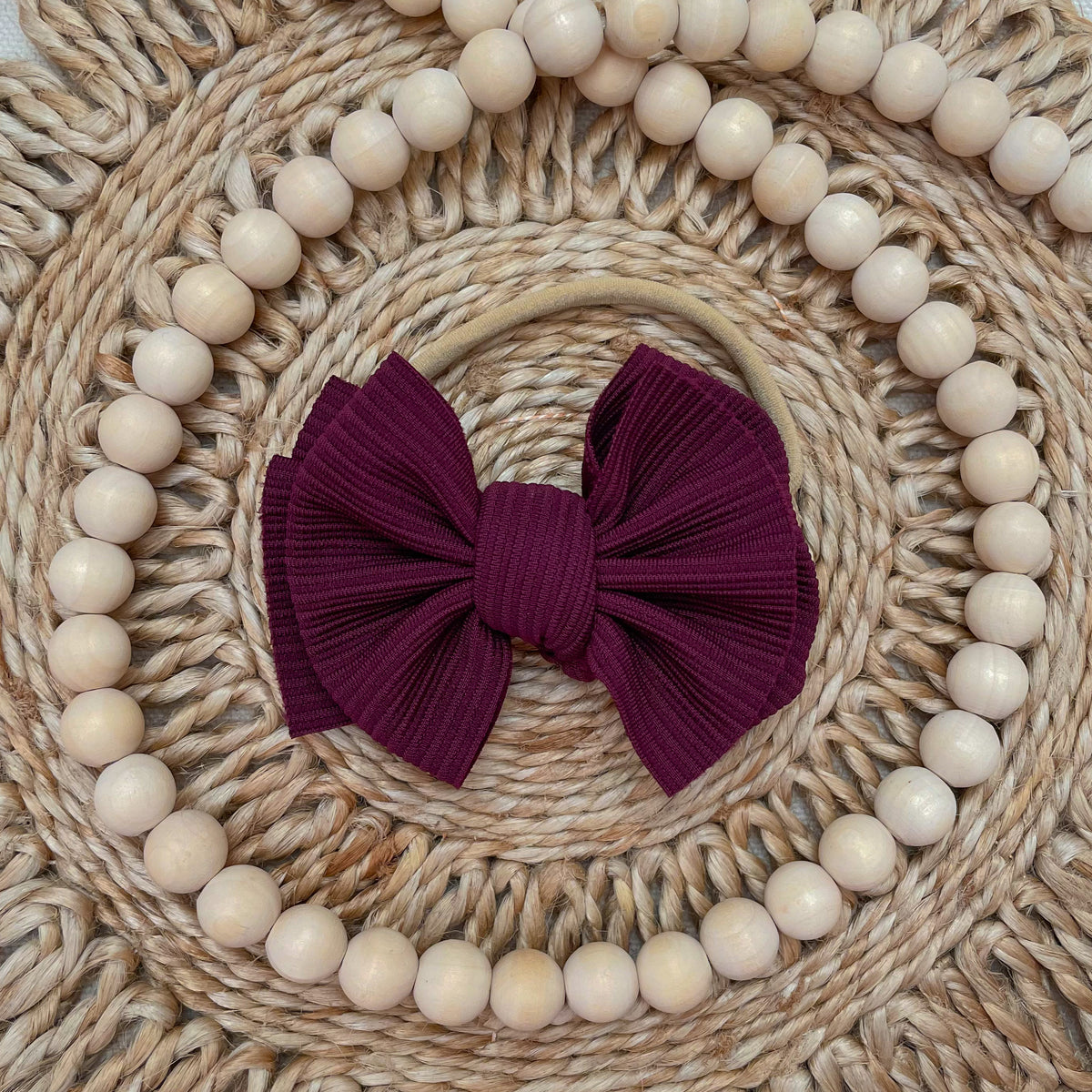 Burgundy Ribbed Sassy Bow – Mia Michelle Bows